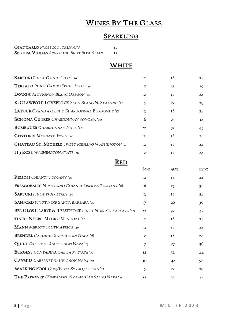 Wine Menu – Cafe Lucci