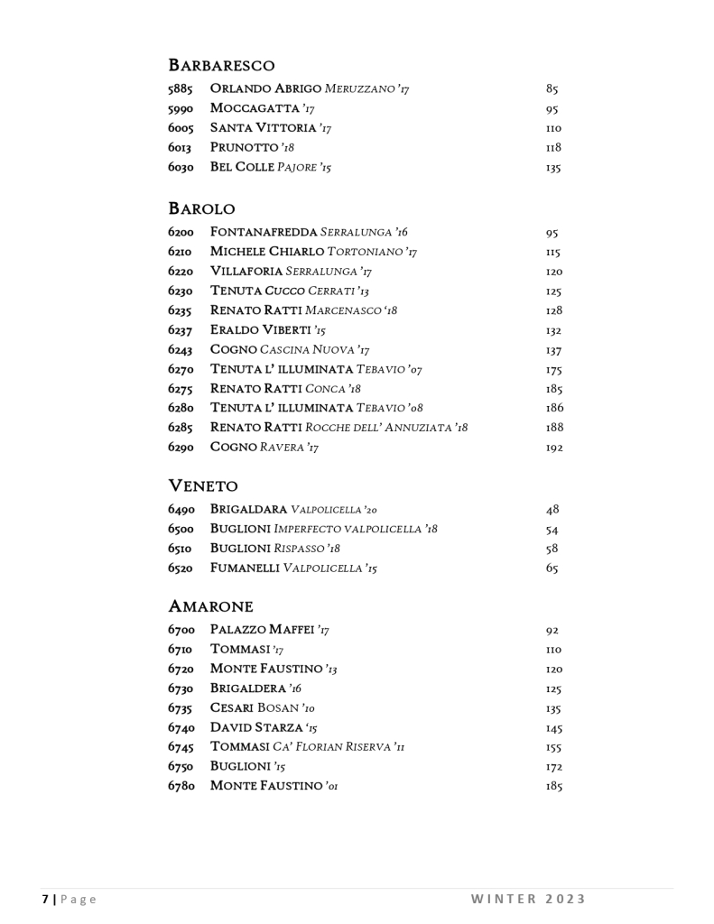 Wine Menu – Cafe Lucci