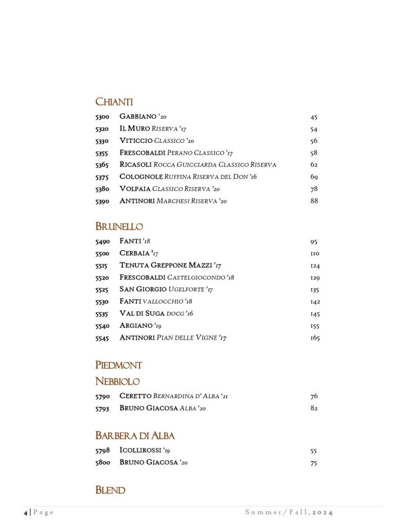 Wine Menu – Cafe Lucci