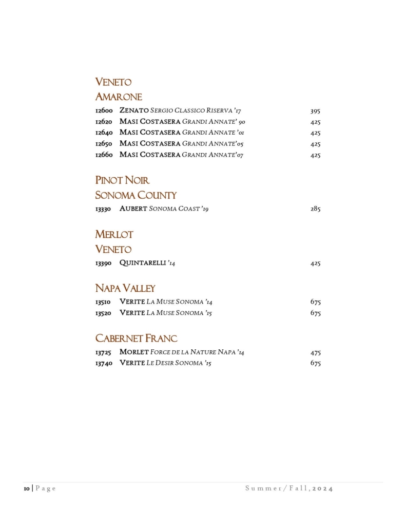 Wine Menu – Cafe Lucci